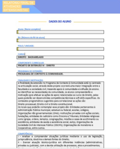 PROJETO DE EXTENSÃO IV - DIREITO